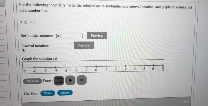 Solved For the following inequality, write the solution set | Chegg.com