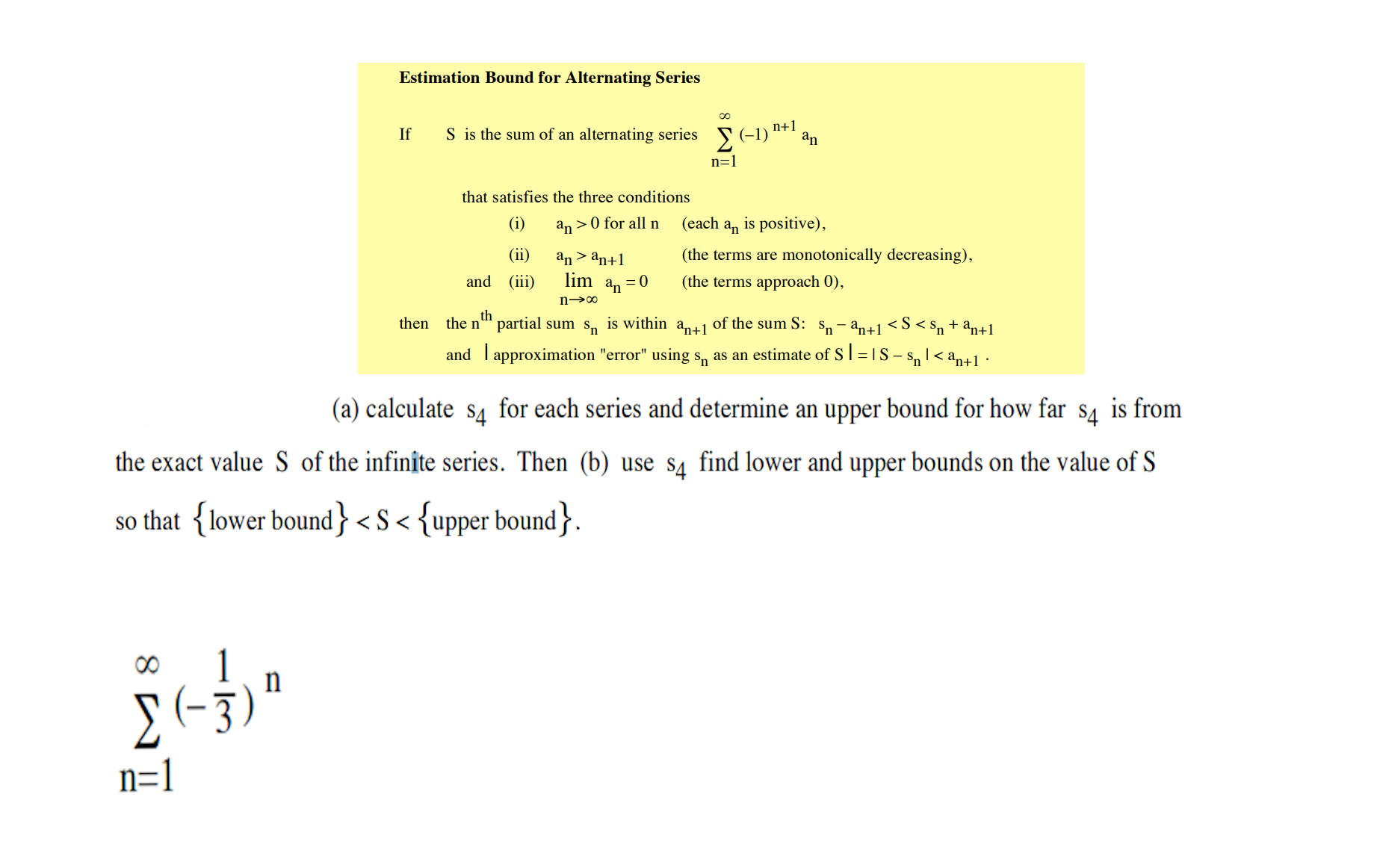 Solved Estimation Bound for Alternating SeriesIf ,S ﻿is the | Chegg.com