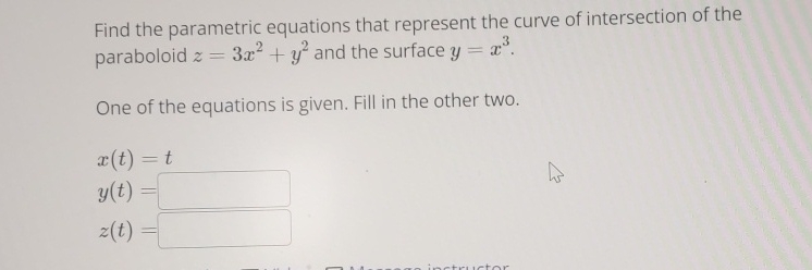 Solved Find the parametric equations that represent the | Chegg.com