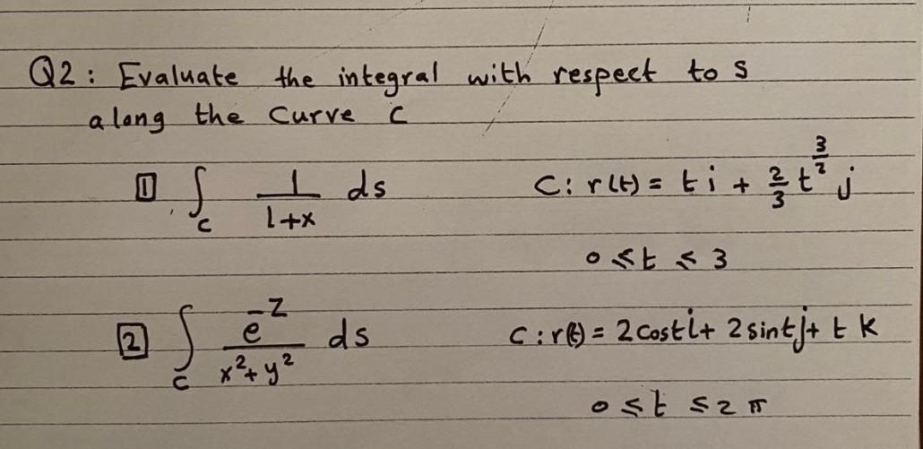 Solved Q2: Evaluate the integral with respect to S along the | Chegg.com
