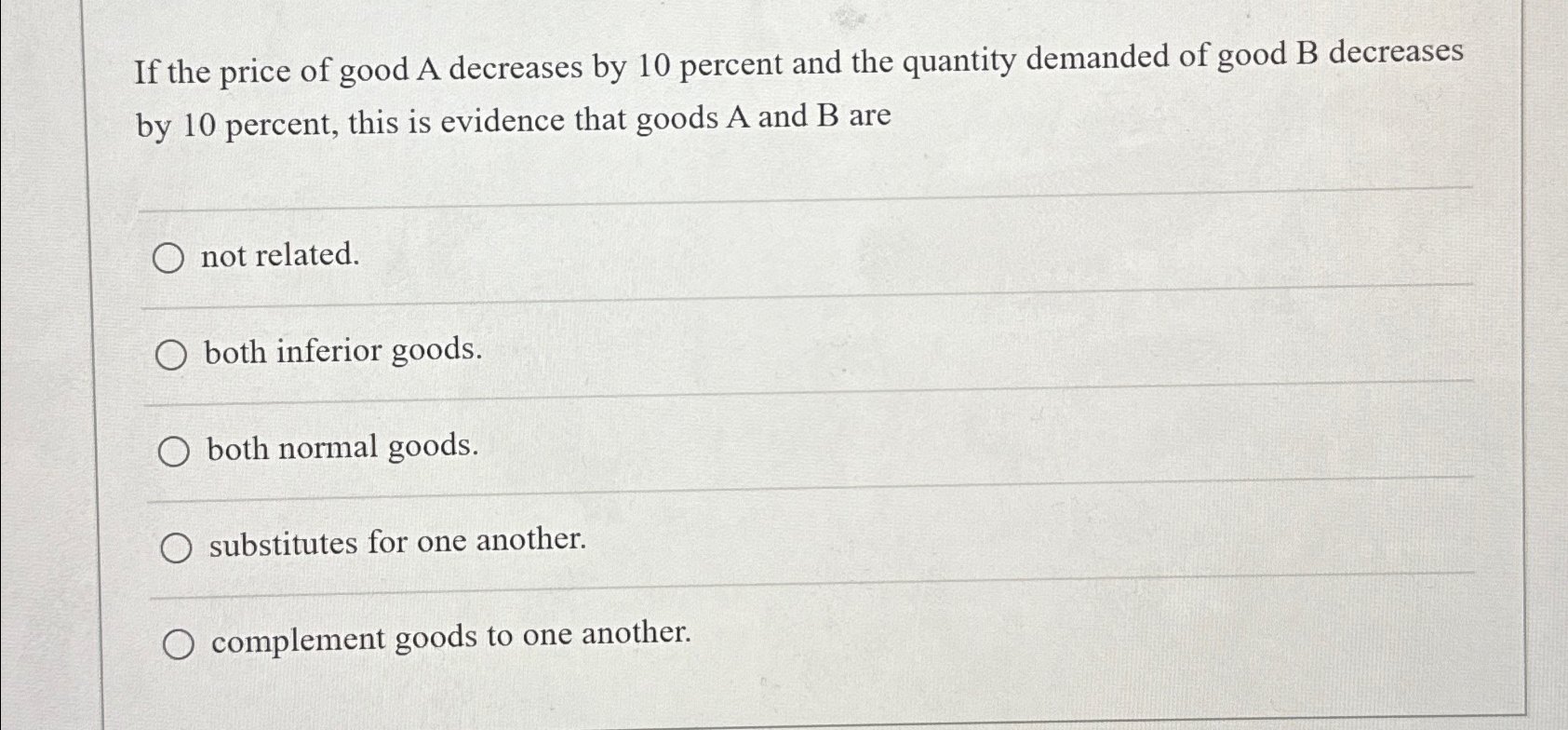 Solved If the price of good A decreases by 10 ﻿percent and | Chegg.com