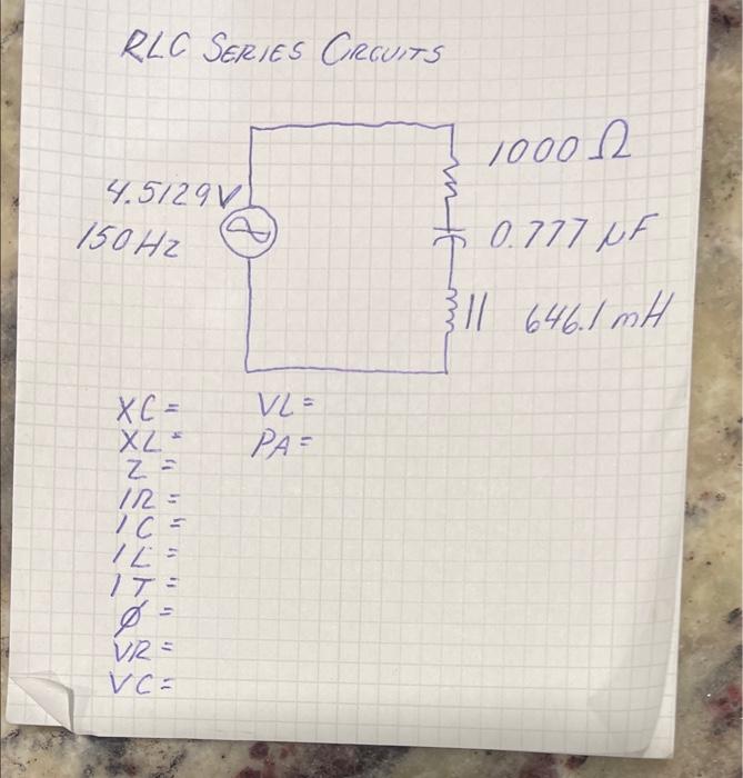 Solved RLC SERIES CIRCUITS | Chegg.com