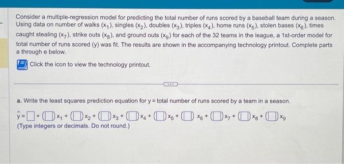 Consider a multiple-regression model for predicting | Chegg.com