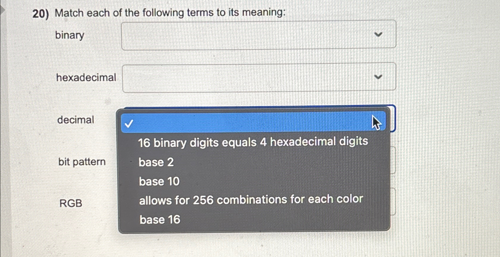 Solved Match each of the following terms to its | Chegg.com
