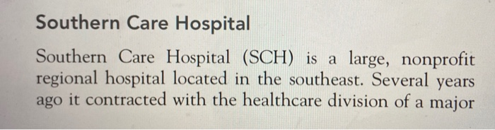 Solved Southern Care Hospital Southern Care Hospital (SCH) | Chegg.com