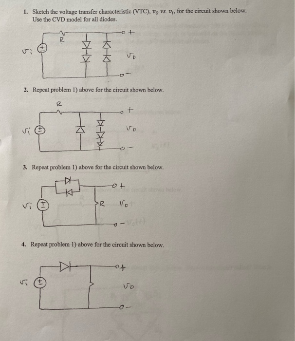 Solved 1. Sketch the voltage transfer characteristic (VTC), | Chegg.com