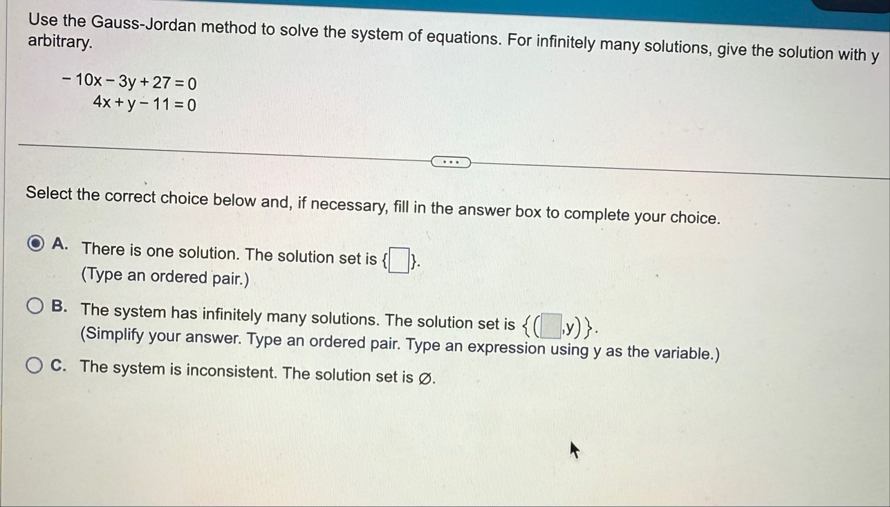 Solved Use the Gauss-Jordan method to solve the system of | Chegg.com
