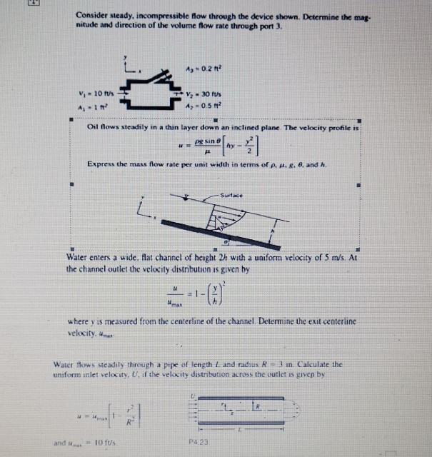 Solved " Consider steady, incompressible flow through the | Chegg.com