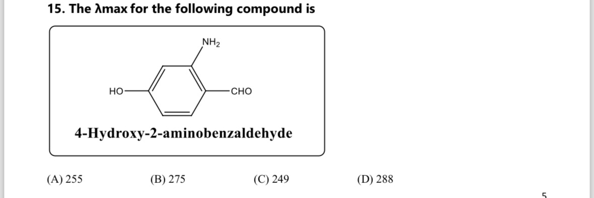 Solved The λmax ﻿for the following compound | Chegg.com