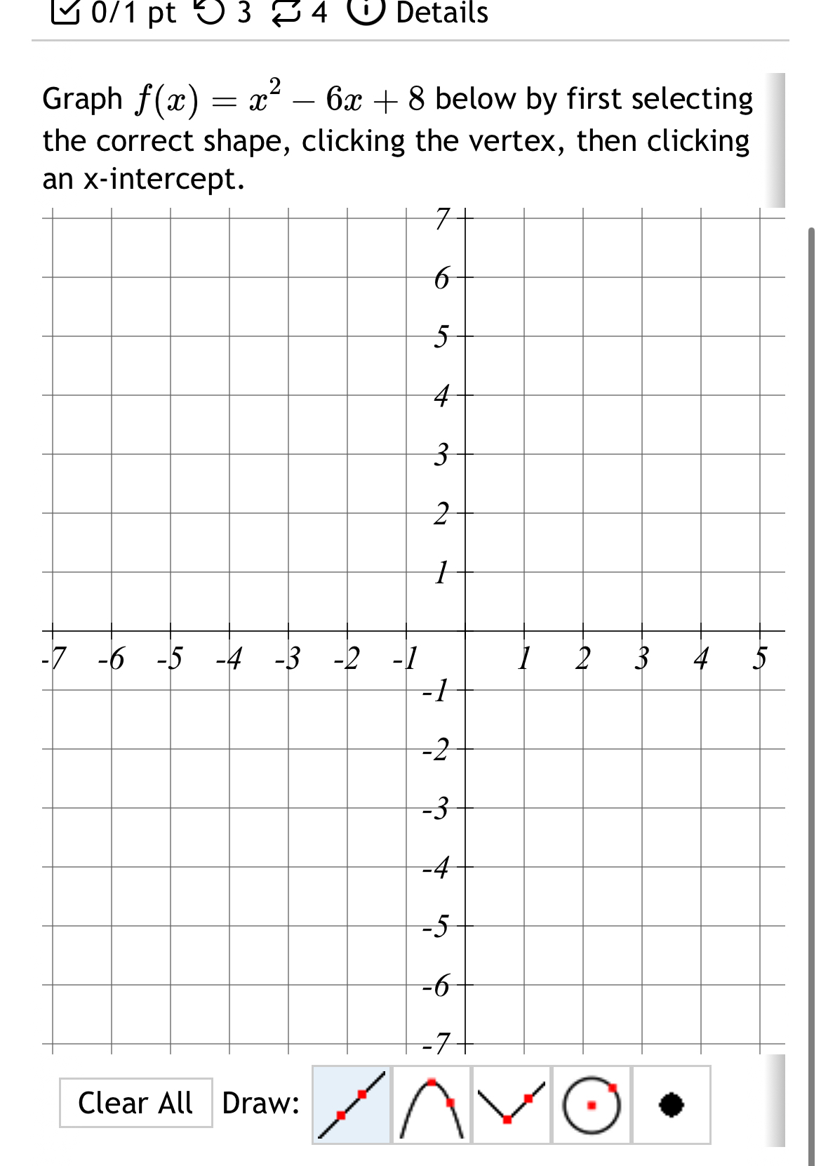 Solved Graph f(x)=x2-6x+8 ﻿below by first selecting the | Chegg.com
