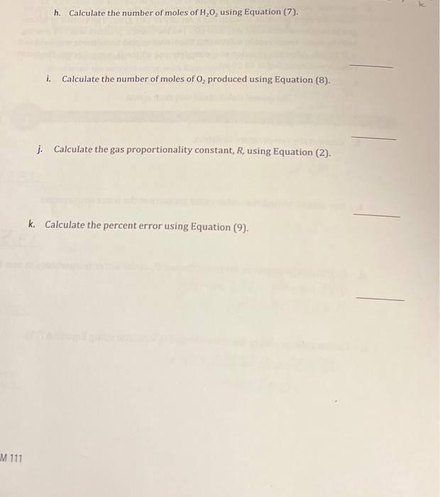 h. Calculate the number of moles of H2O2 using | Chegg.com