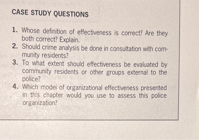 CASE STUDY QUESTIONS 1. Whose definition of | Chegg.com