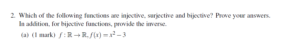 Solved Which of the following functions are injective, | Chegg.com
