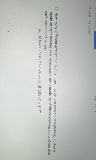 Solved Question 14 (1 ﻿point)15. ﻿How many different | Chegg.com