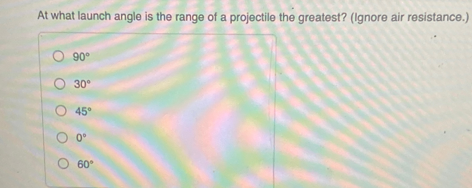 Solved At what launch angle is the range of a projectile the | Chegg.com