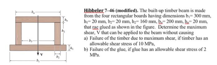 Solved Hibbeler 7-46 (modified). The built-up timber beam is | Chegg.com