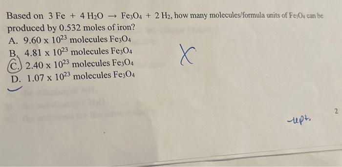 Solved Based on 3Fe+4H2O→Fe3O4+2H2, how many | Chegg.com