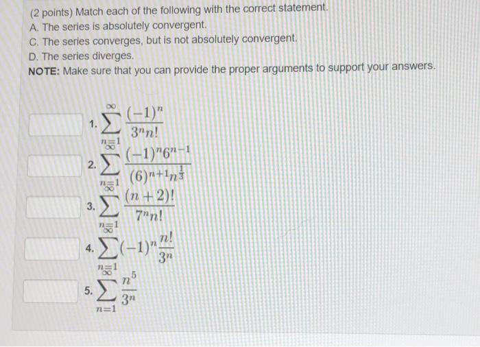 Solved (2 points) Match each of the following with the | Chegg.com Solved (2 points) Match each of the following with the | Chegg.com