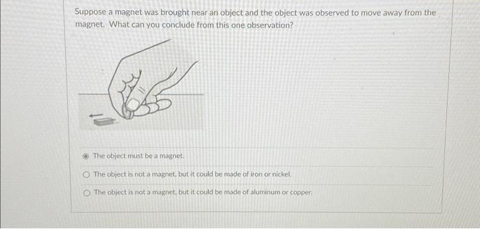 Solved Suppose a magnet was brought near an object and the | Chegg.com