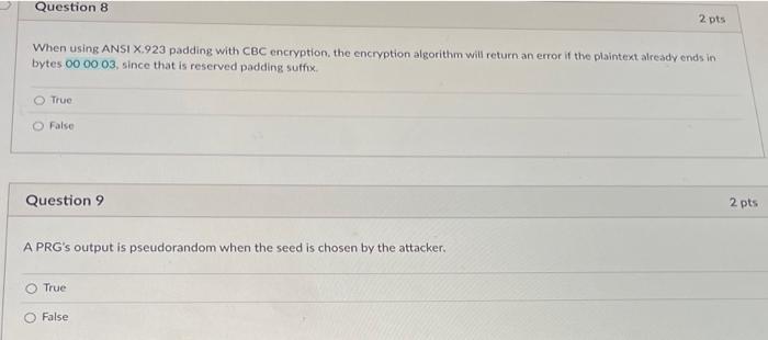 Solved When using ANSI X.923 padding with CBC encryption, | Chegg.com