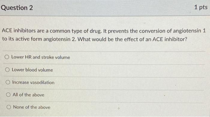 Solved ACE inhibitors are a common type of drug. It prevents | Chegg.com
