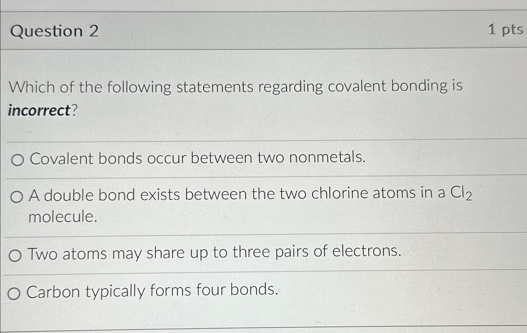 Solved Question 21ptsWhich of the following statements | Chegg.com