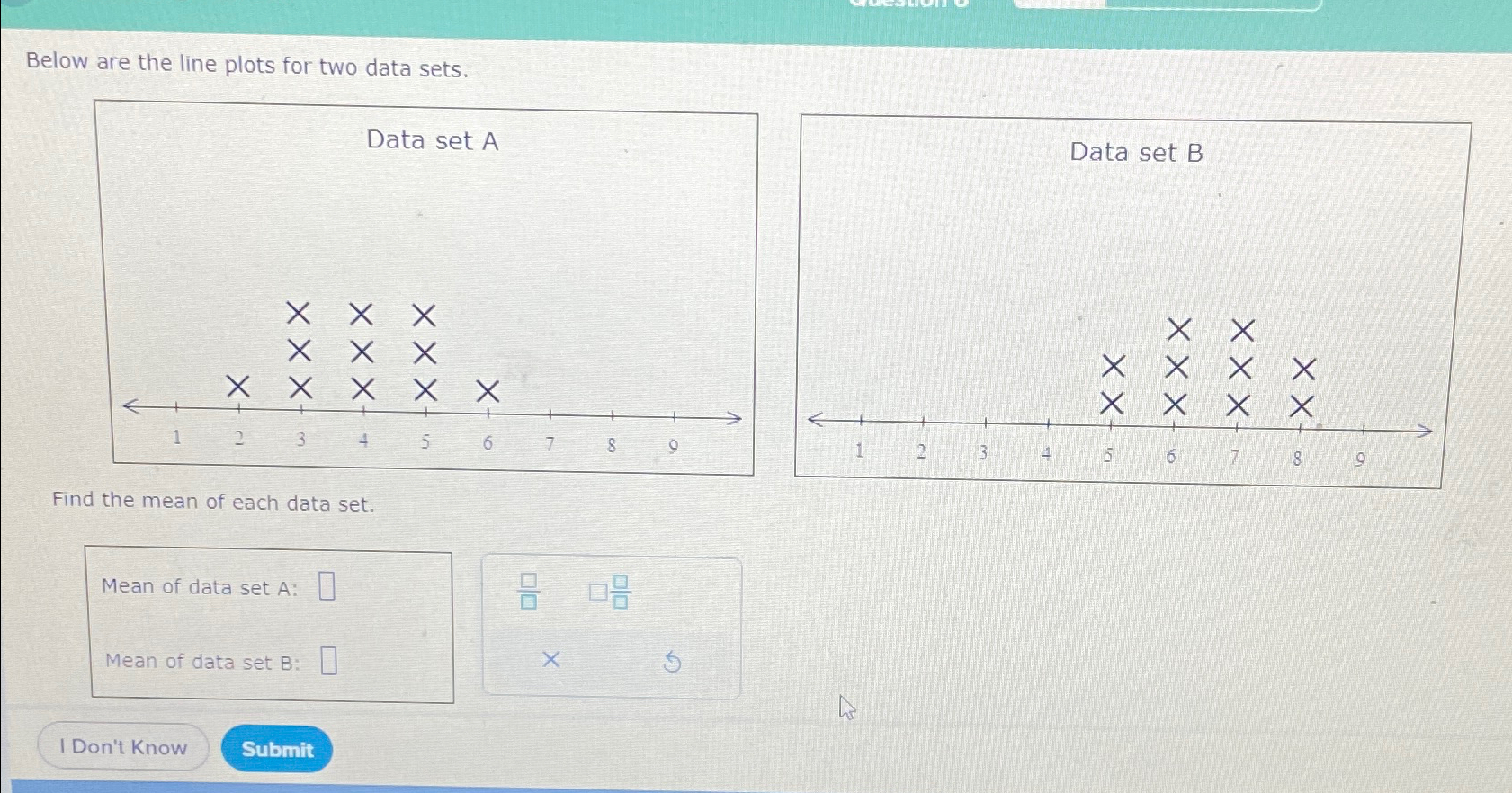 Solved Below are the line plots for two data sets.Find the | Chegg.com