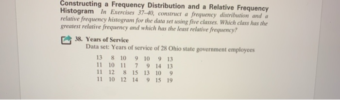 Solved Constructing a Frequency Distribution and a Relative | Chegg.com