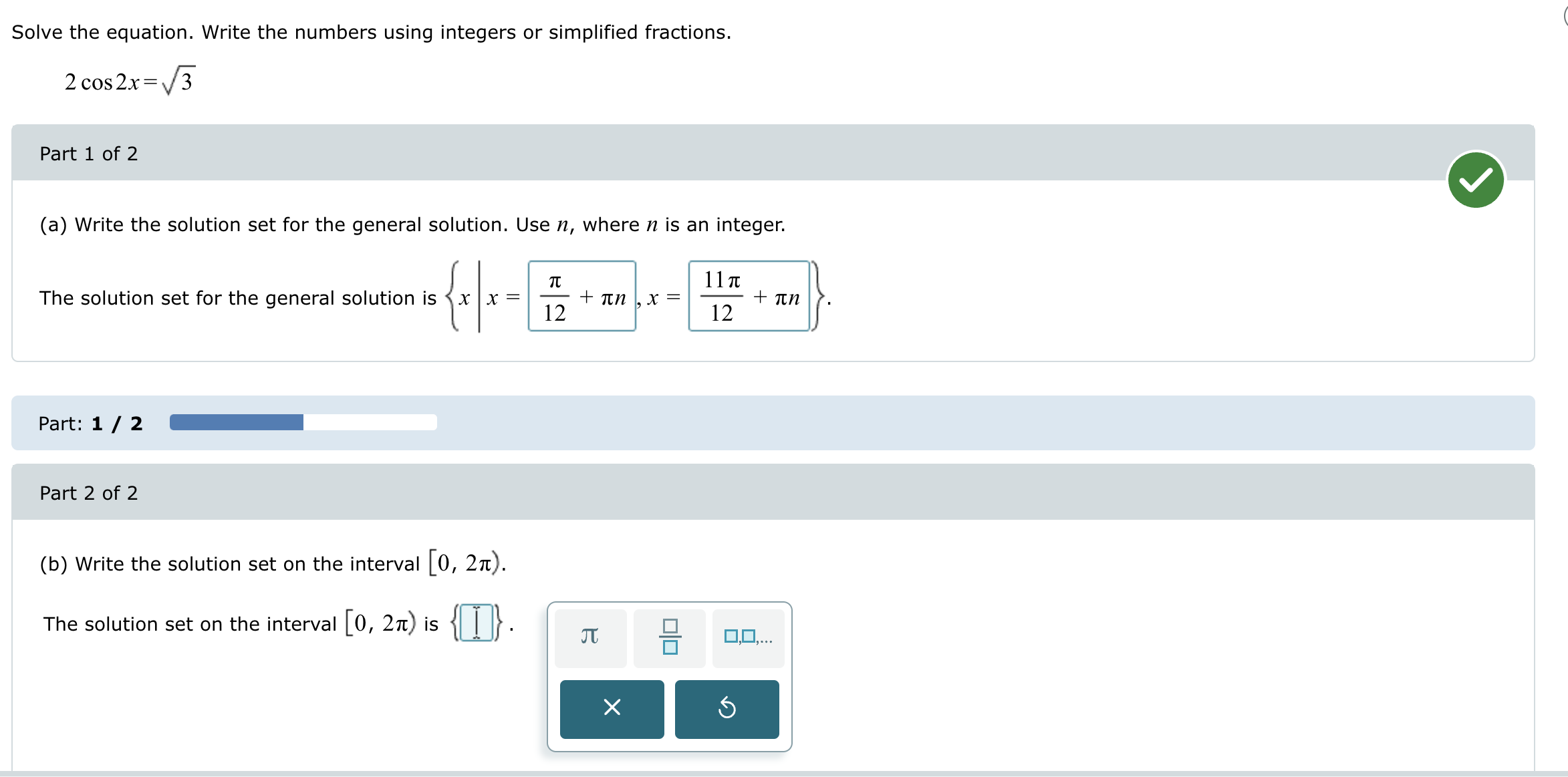 Solved Solve the equation. Write the numbers using integers | Chegg.com