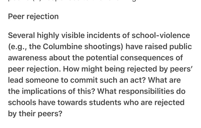 Solved Peer rejection Several highly visible incidents of | Chegg.com