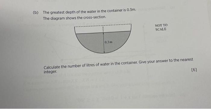 Solved (b) The greatest depth of the water in the container | Chegg.com