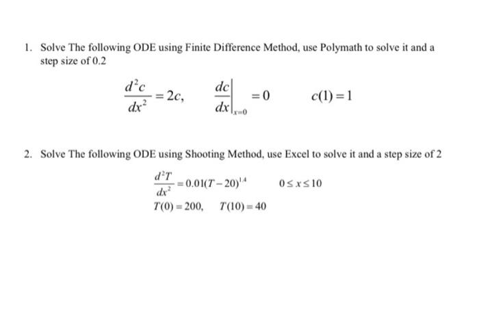 Solved 1. Solve The following ODE using Finite Difference | Chegg.com