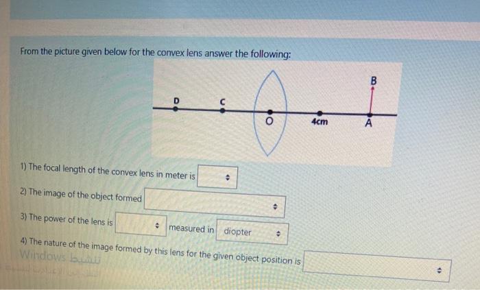Solved From the picture given below for the convex lens | Chegg.com