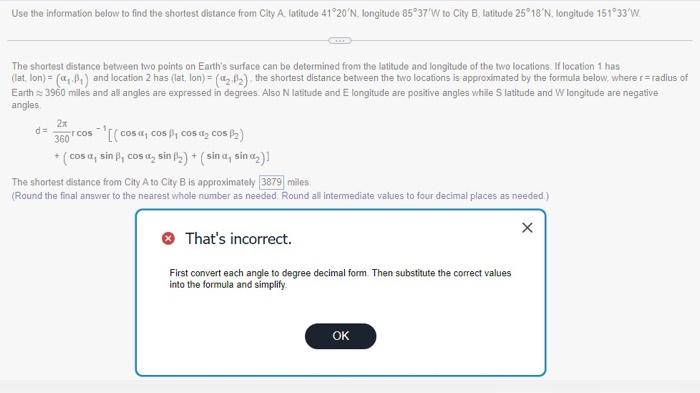 Solved Use the information below to find the shortest | Chegg.com