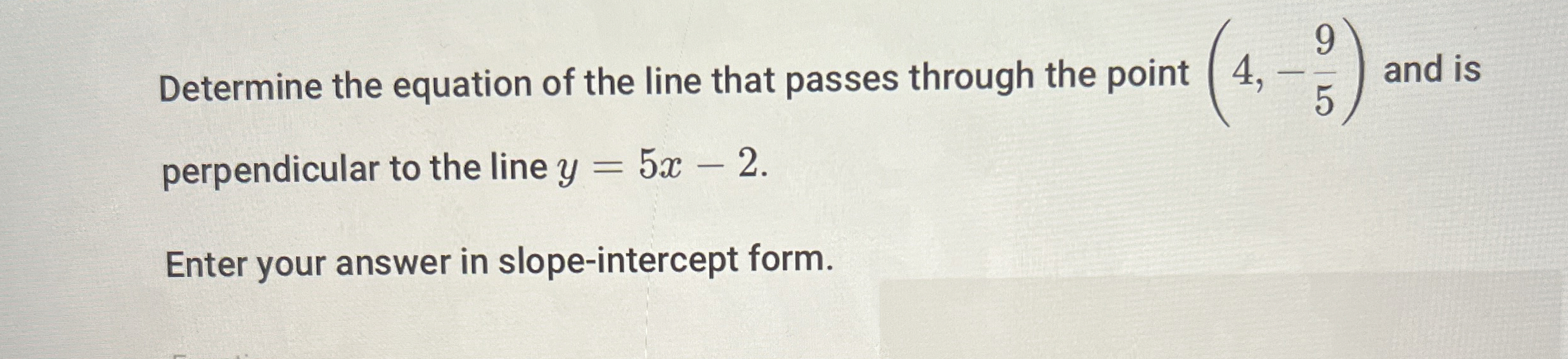 Solved Determine the equation of the line that passes | Chegg.com