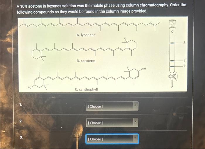 Solved A 10% acetone in hexanes solution was the mobile | Chegg.com