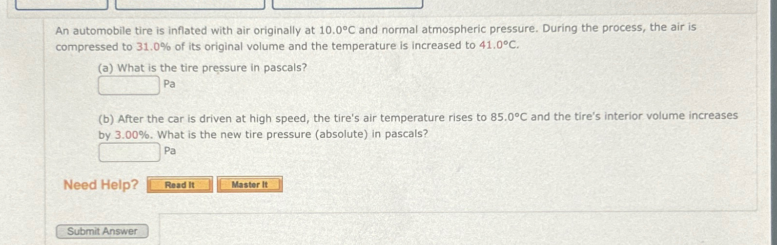 Solved An automobile tire is inflated with air originally at | Chegg.com