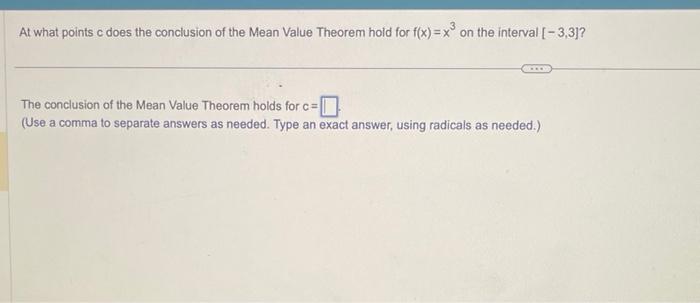 Solved At what points c does the conclusion of the Mean | Chegg.com