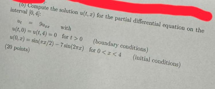 Solved (b) Compute the solution u(t,x) for the partial | Chegg.com