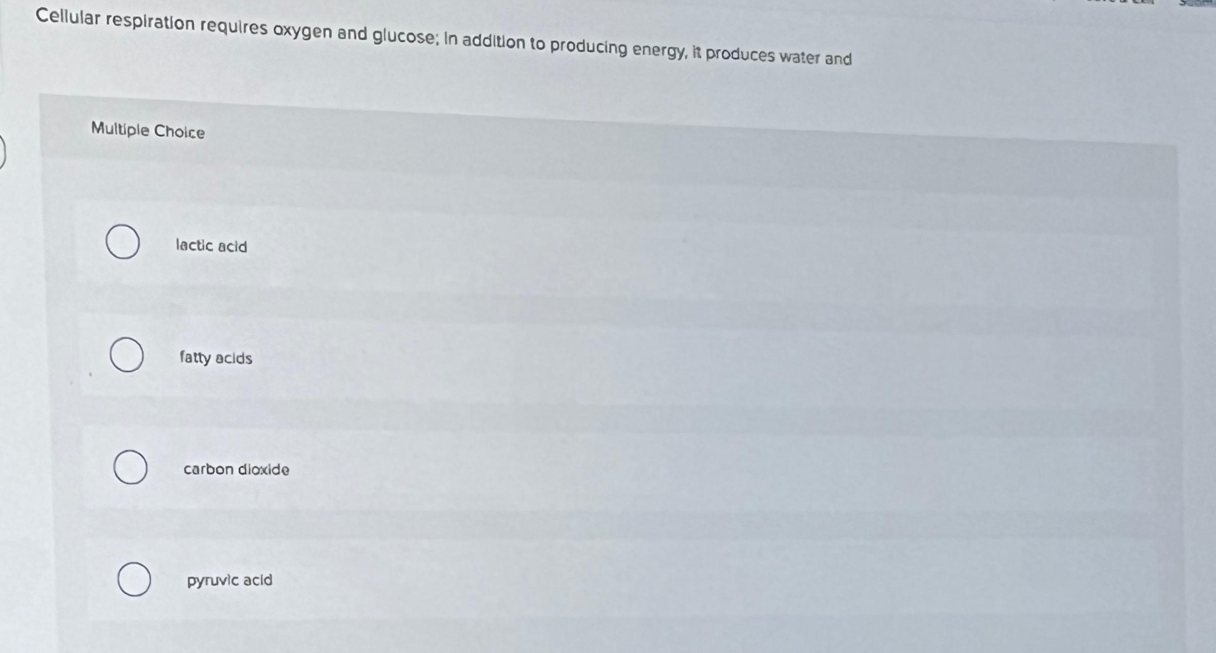 Solved Cellular respiration requires oxygen and glucose; In | Chegg.com