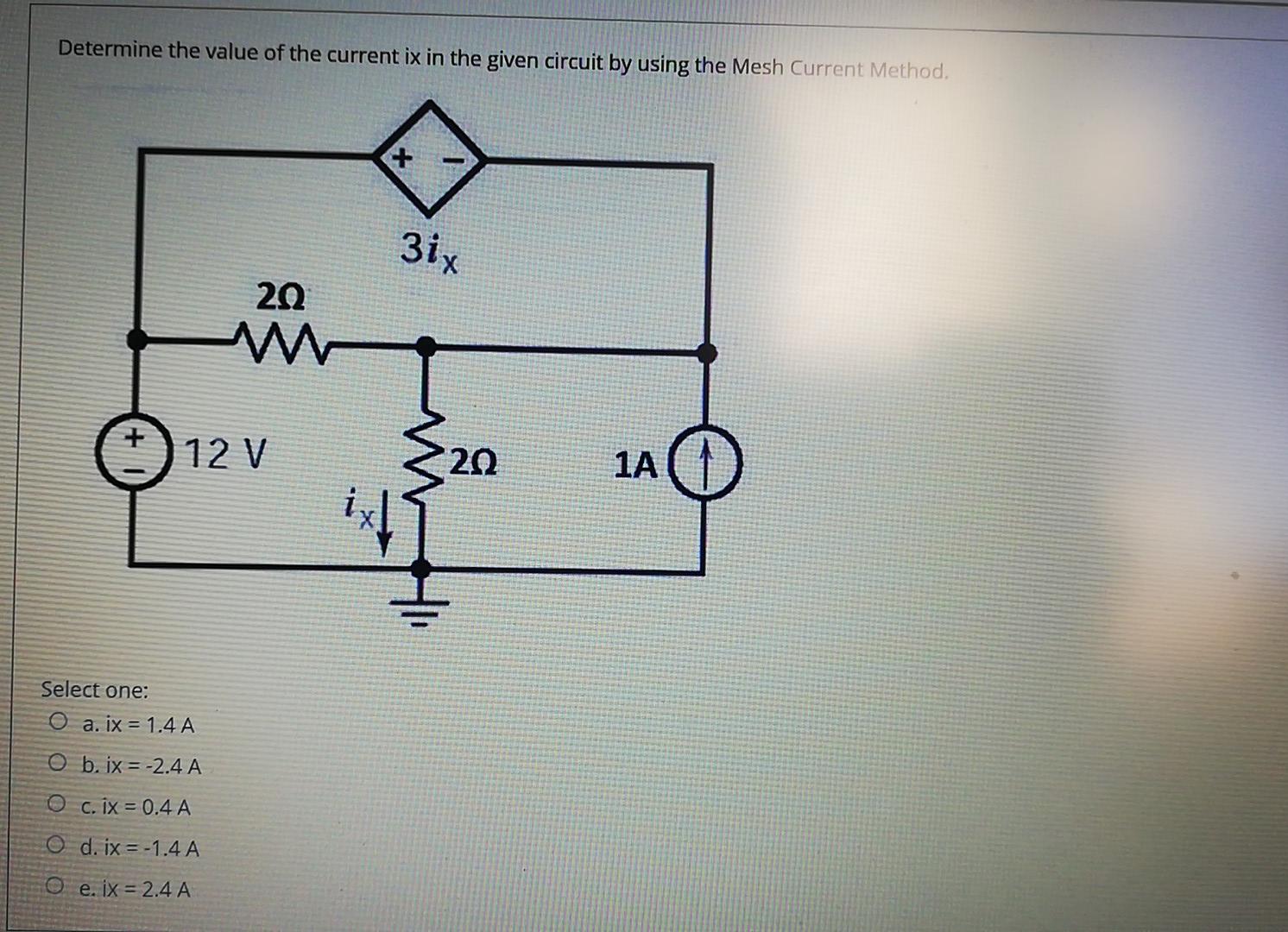 Solved Determine the value of the current ix in the given | Chegg.com