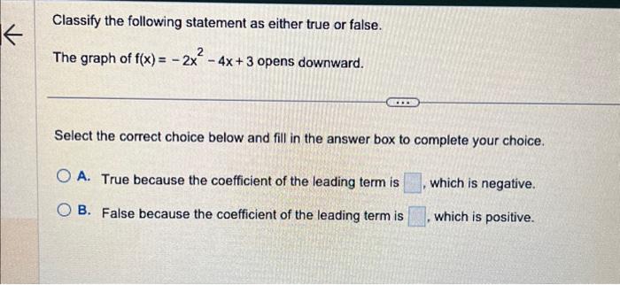 Solved Classify the following statement as either true or | Chegg.com