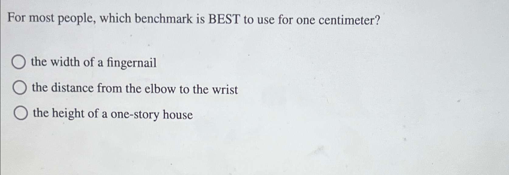 Solved For most people, which benchmark is BEST to use for | Chegg.com