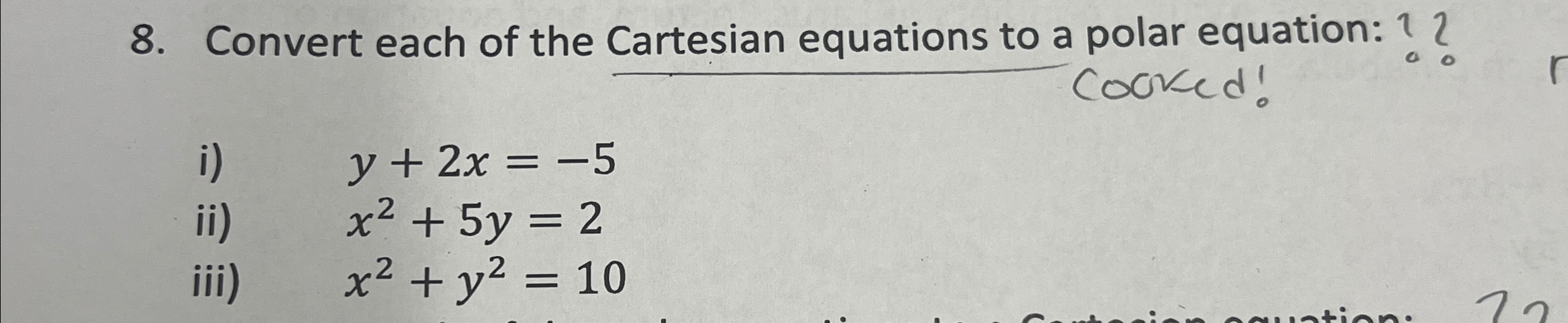 Solved Convert each of the Cartesian equations to a polar | Chegg.com