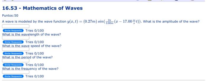 Solved A wave is modeled by the wave function | Chegg.com