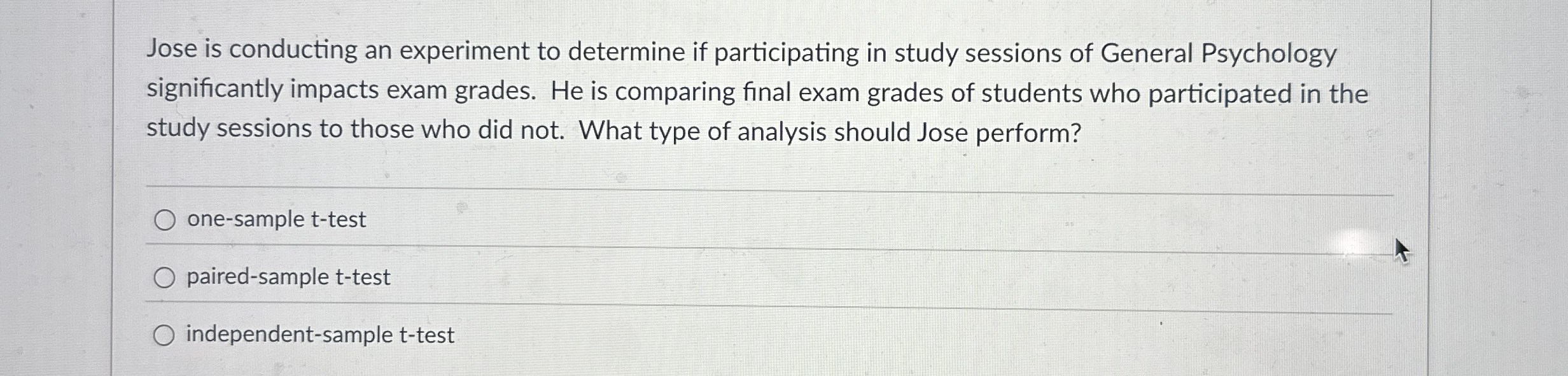 Solved Jose is conducting an experiment to determine if | Chegg.com