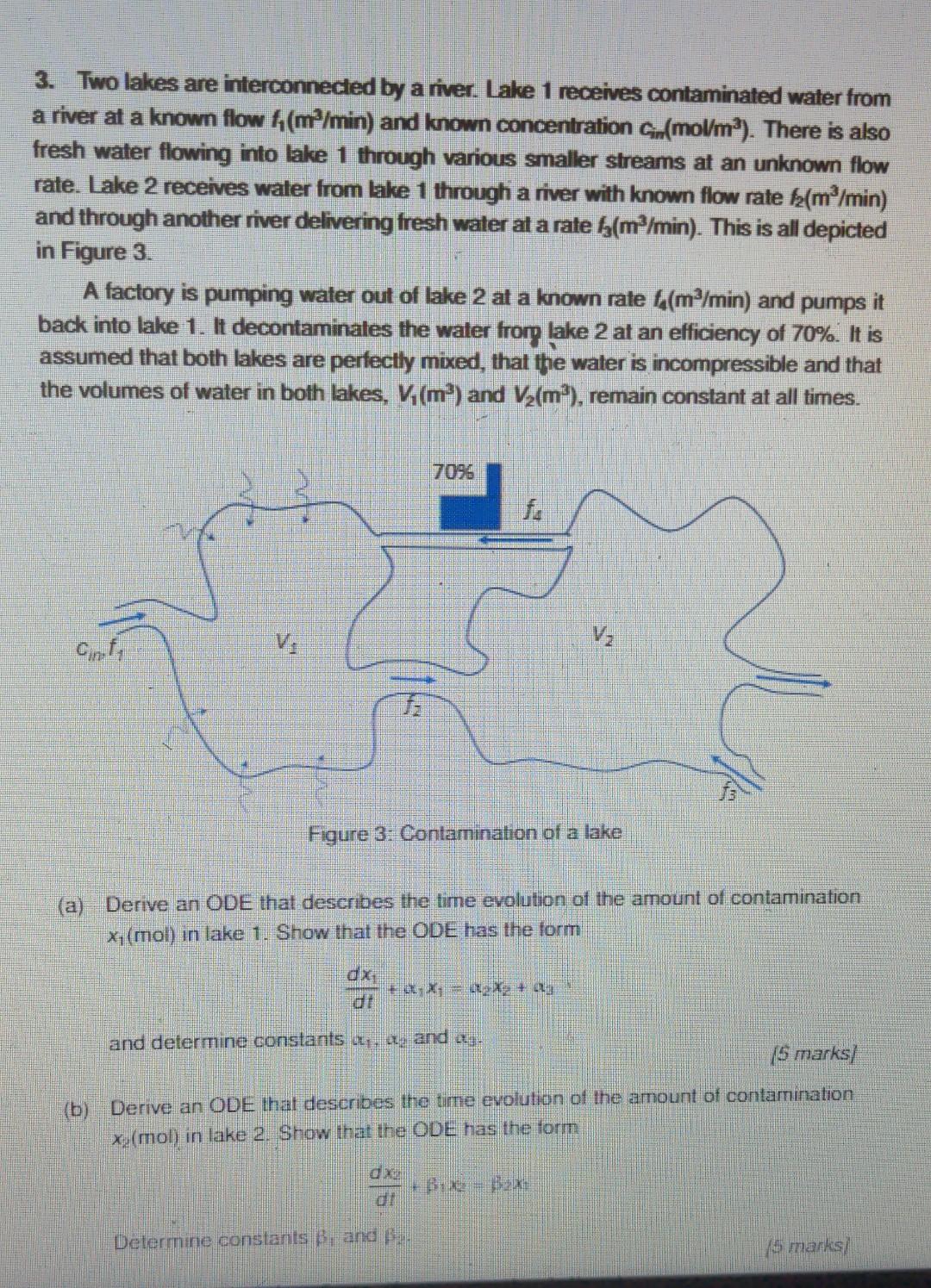 Solved 3. Two lakes are interconnected by a river. Lake 1 | Chegg.com
