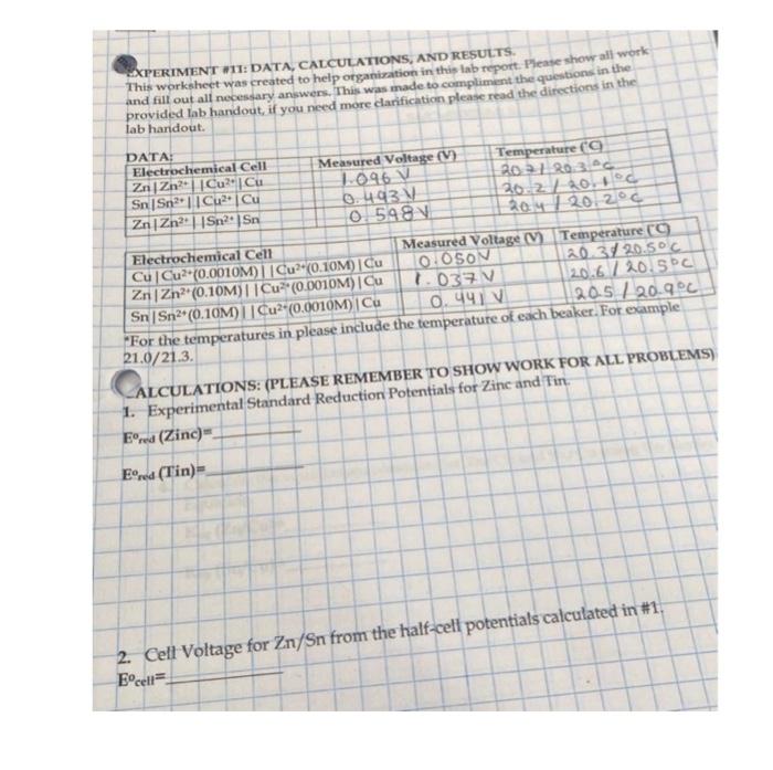 Solved Bxpriment n11: DATA, Calculations, and results. This | Chegg.com