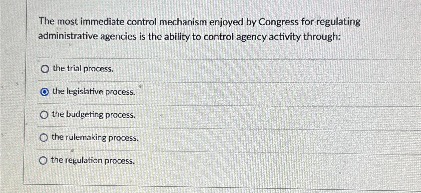 Solved The most immediate control mechanism enjoyed by | Chegg.com