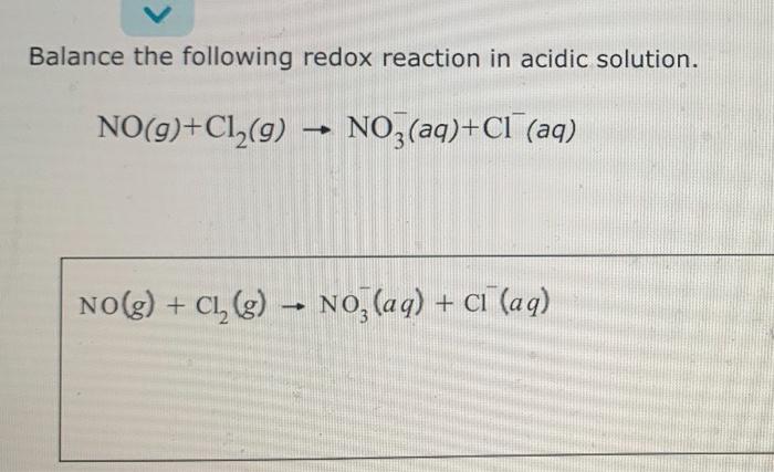 Solved Balance the following redox reaction in acidic | Chegg.com